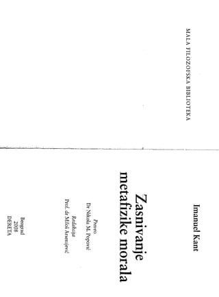 Kant zasnivanje metafizike morala | PDF