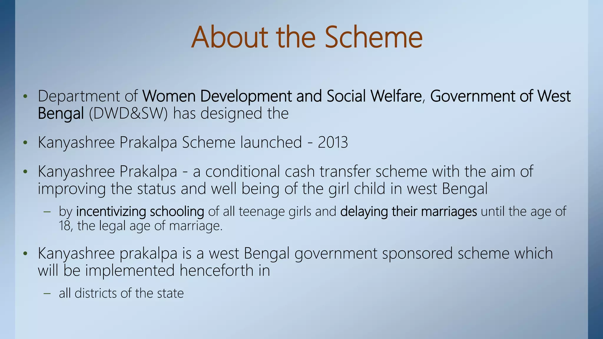 Kanyashree Prakalpa Scheme..Background, About, and Award | PPT