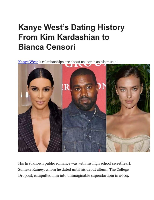 Kanye West’s Dating History From Kim Kardashian to Bianca Censori.pdf | Hip Hop Music | Music