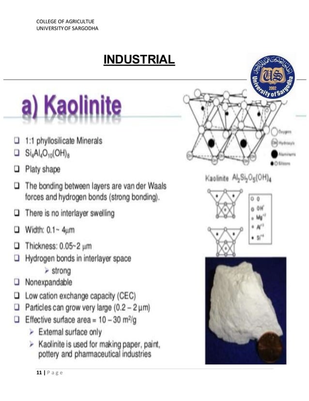 Kaolinite | DOCX | Chemistry | Science