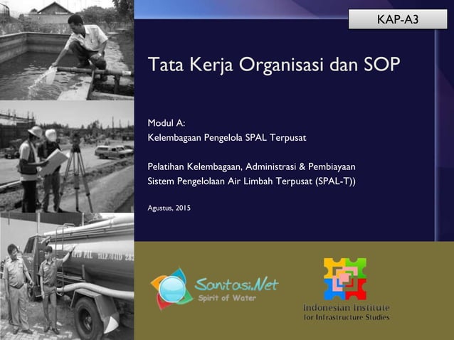 Kelembagaan Pengelolaan Air Limbah Terpusat (SPAL-T) - Tata Kerja Organisasi dan SOP | PPT