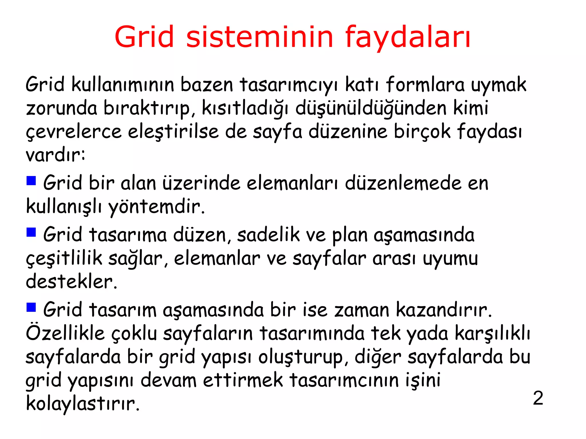 Kapaklar ve grid sistemi | PPT