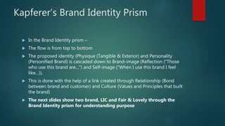Kapferer's Brand Identity Prism for LIC and Fair & Lovley | PPTX