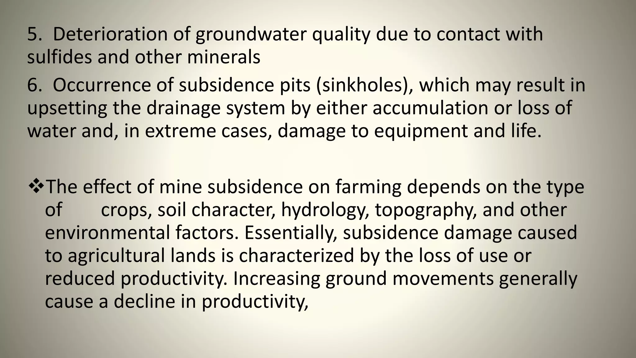 IMPACT OF SUBSIDENCE | PPT