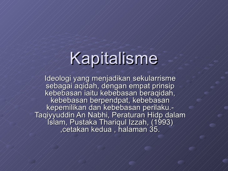 Maksud Kapitalisme Menurut Tokoh