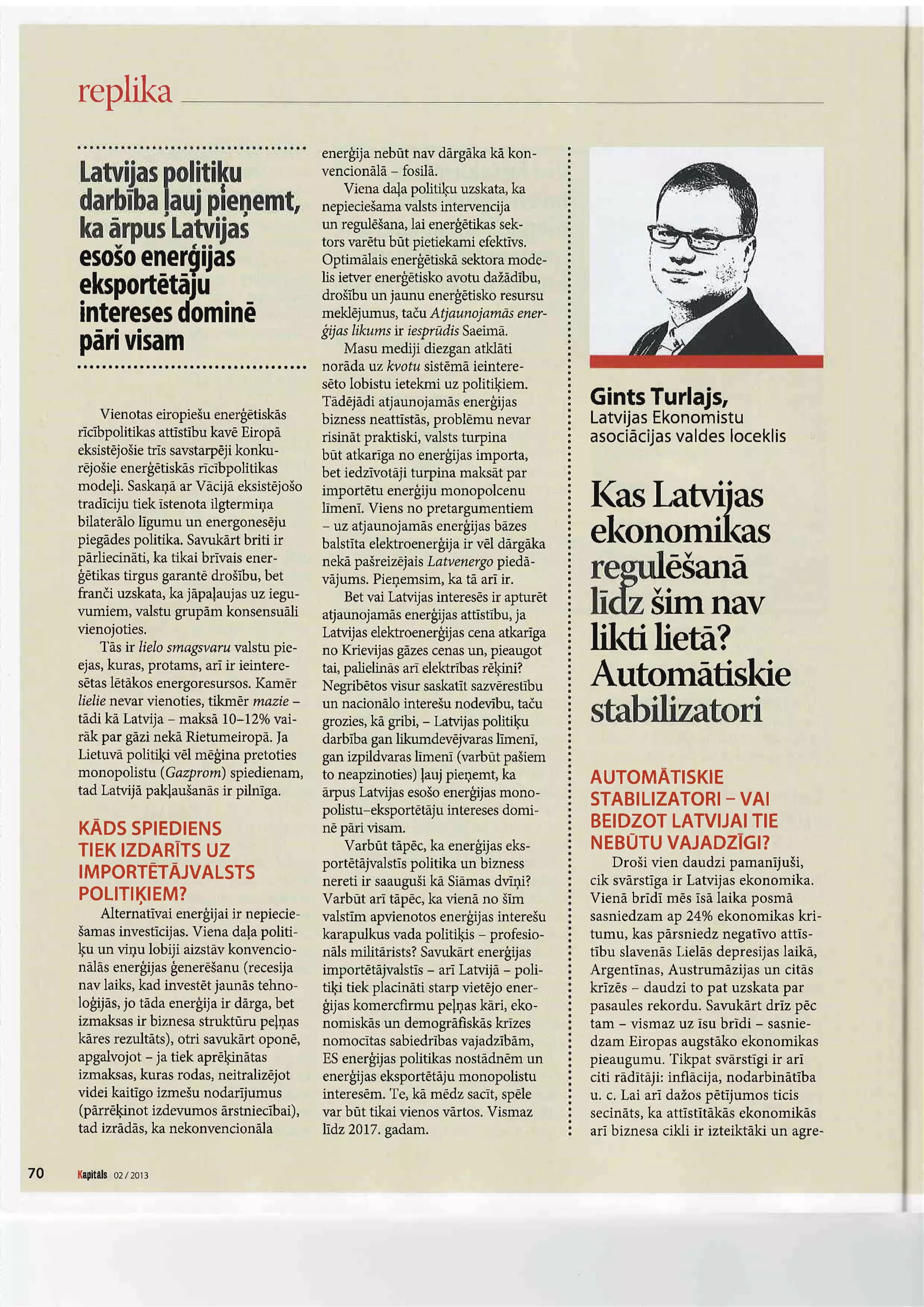 Automātiskie stabilizatori, Ginta Turlaja replika | PDF