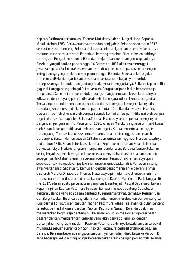 Biografi kapitan pattimura pahlawan nasional dari maluku 2021 Biografi kapitan pattimura pahlawan nasional dari maluku 2021