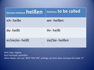 Kapitel 1 verben notes | PPTX