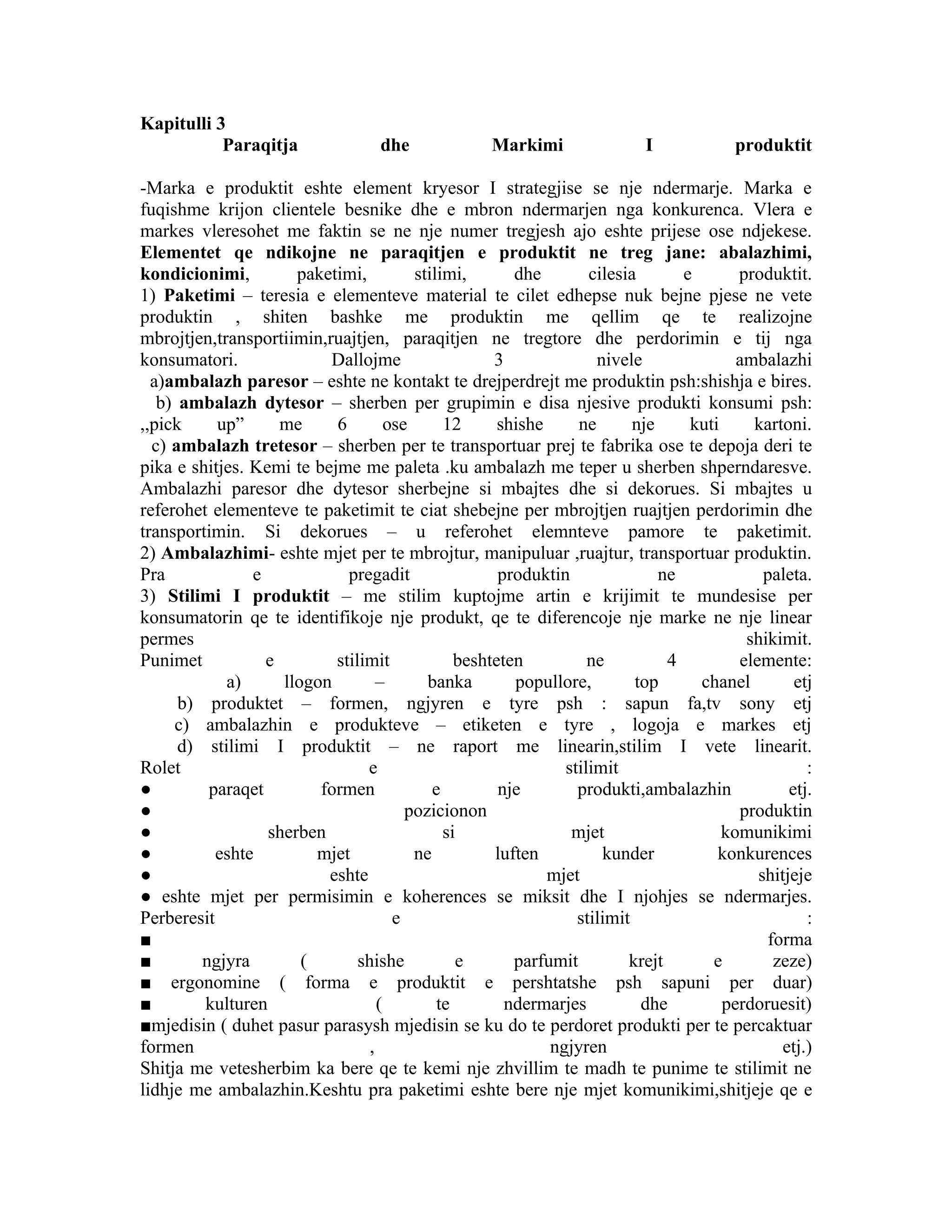 Paraqitja dhe markimi i produktit ( marketing ) | DOC