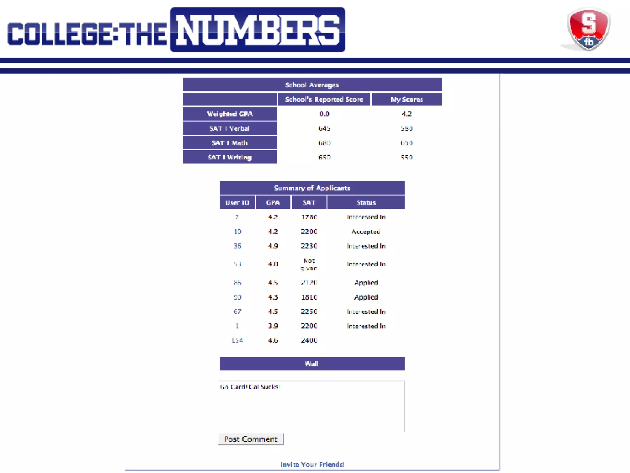 COLLEGE: THE NUMBERS - Stanford Facebook Class | PPT