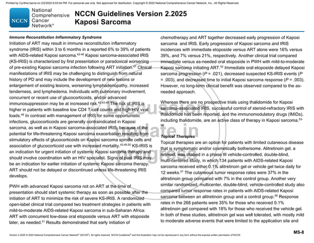 Sarcoma de kaposi segun nccn evidence blocks | PPT