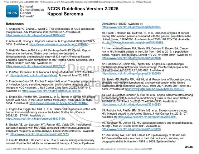 Sarcoma de kaposi segun nccn evidence blocks | PPT