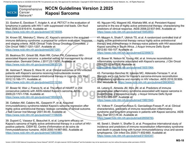 Sarcoma de kaposi segun nccn evidence blocks | PPT