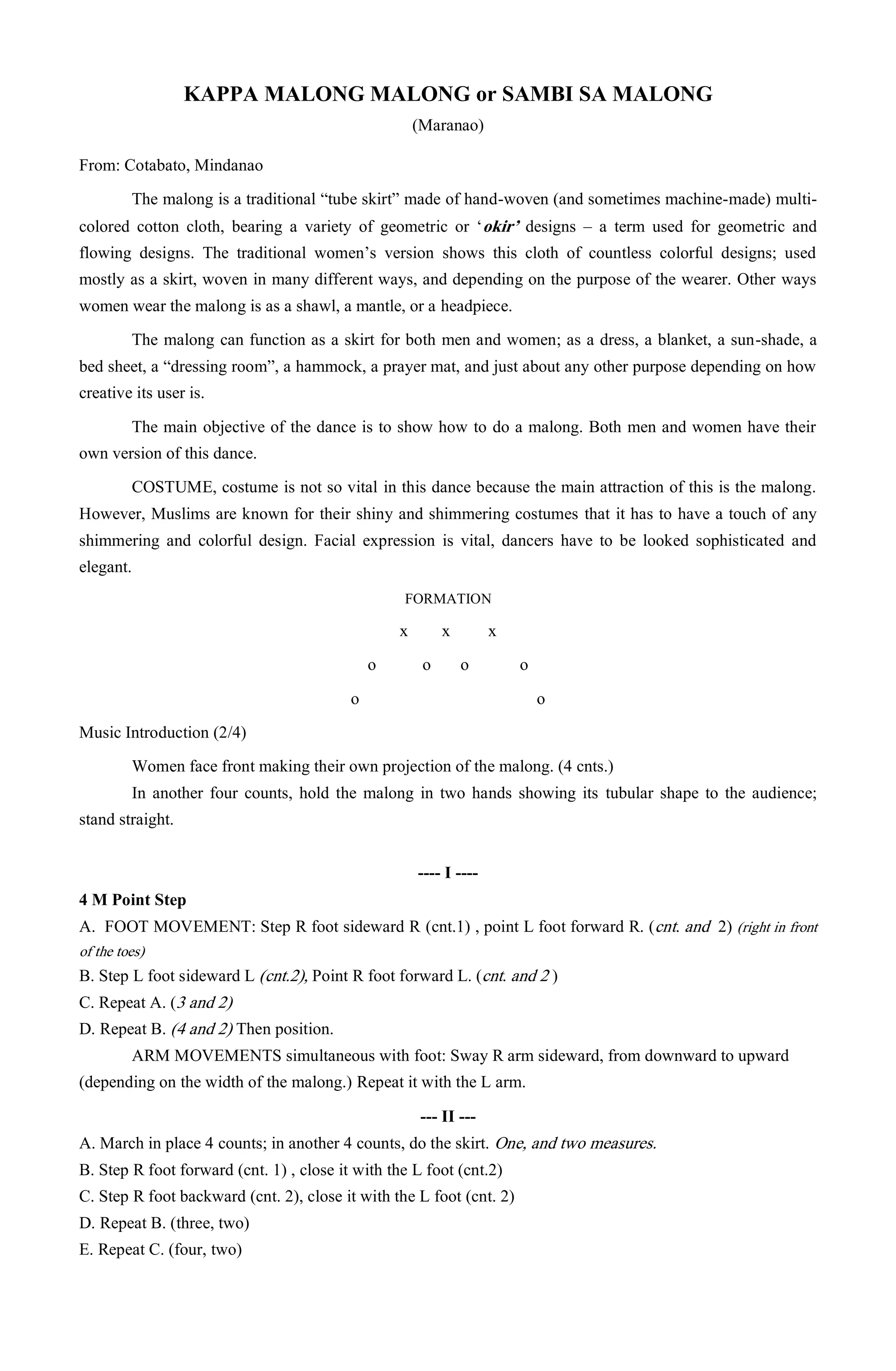Kappa malong malong or sambi sa malong | PDF
