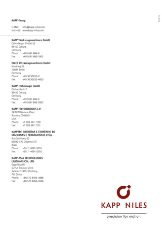 Kapp Niles CNC Gear Grinders - Product Line Brochure | PDF