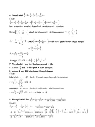 latihan soal dan pembahsan barisan dan deret | DOC