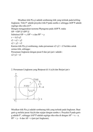 MEMBUKTIKAN PERSAMAAN LINGKARAN | DOCX