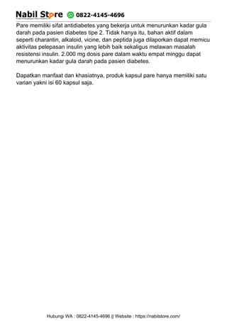 Toko Herbal Kapsul pare-al-afiat-60-kapsul | PDF