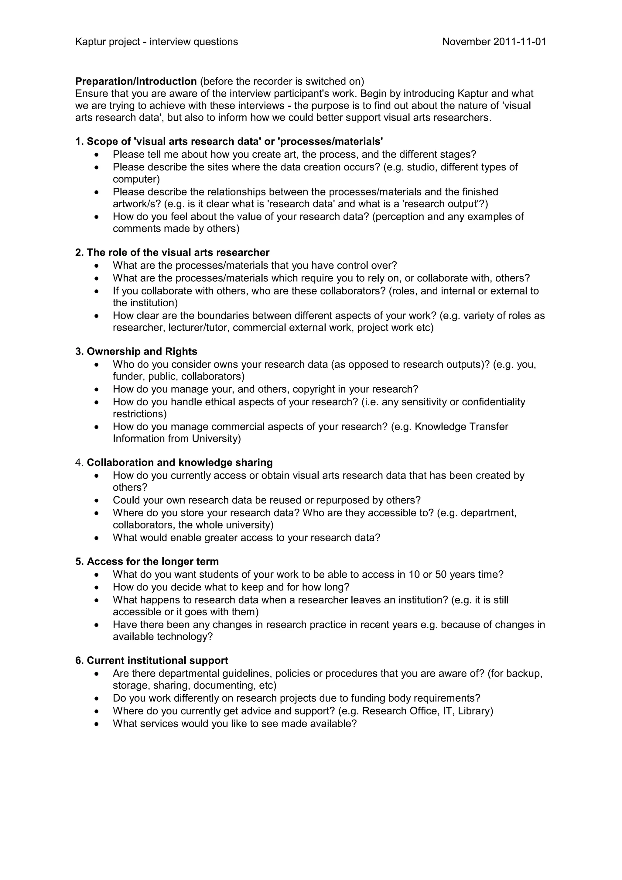 Kaptur interview questions (final version) | DOCX