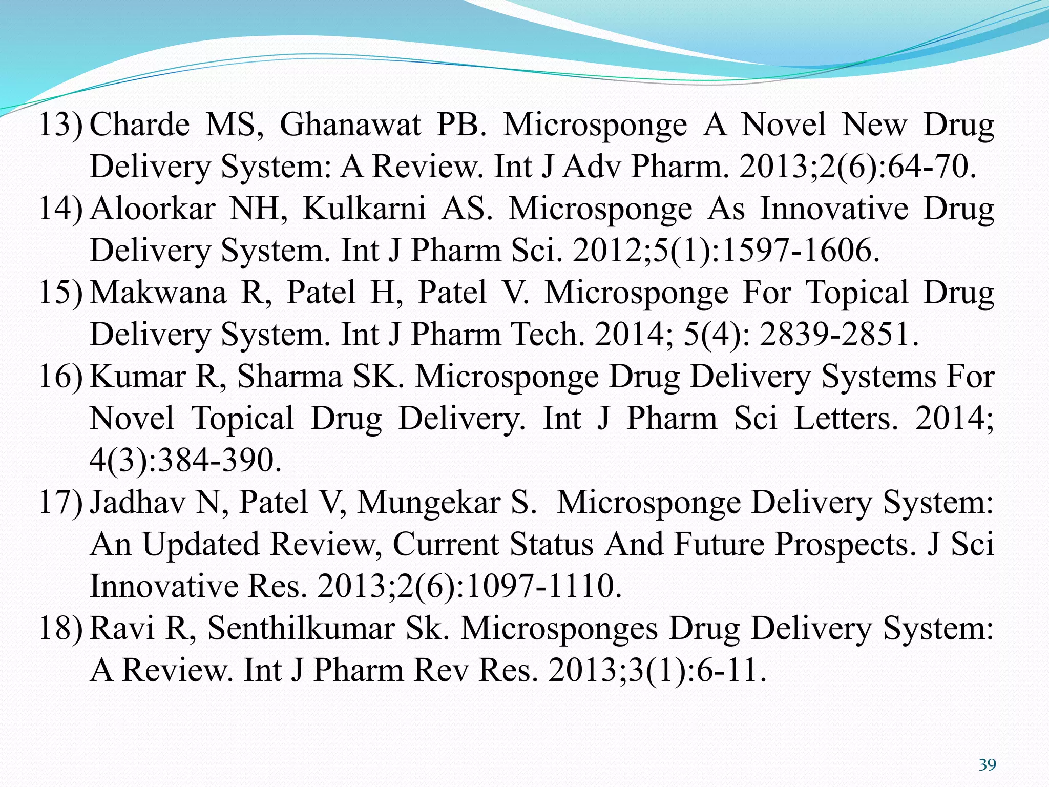 Microsponge Drug Delivery System | PPTX