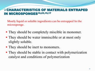 Microsponge Drug Delivery System | PPTX