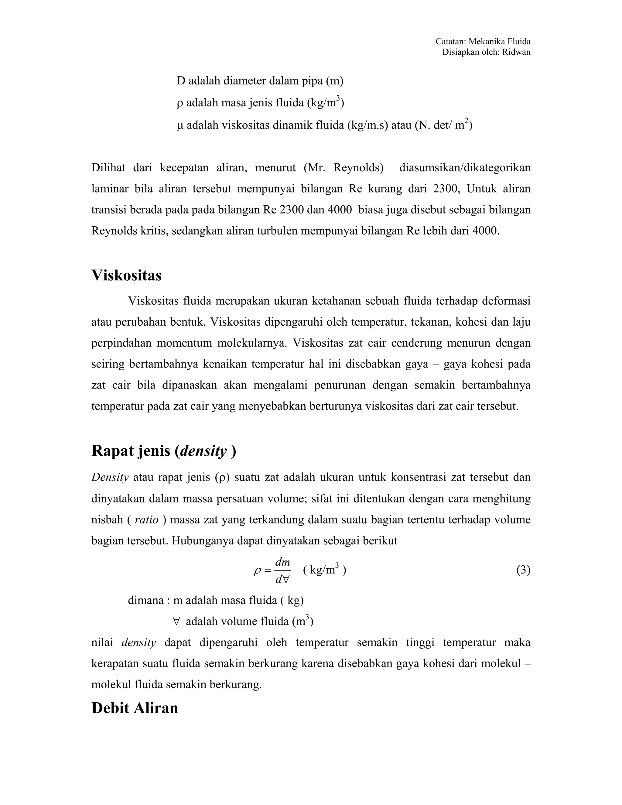 Karakteristik aliran fluida1 | PDF