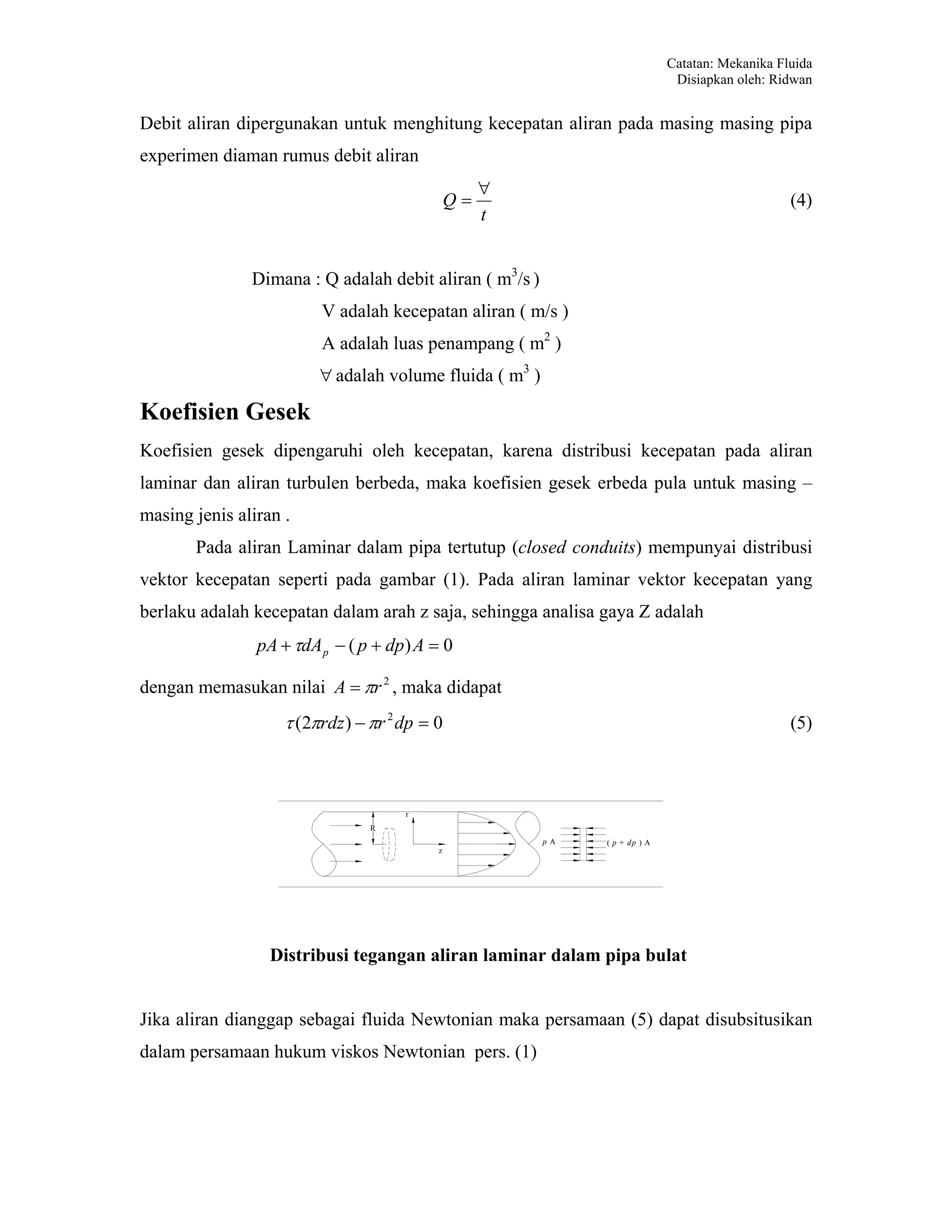 Karakteristik aliran fluida1 | PDF