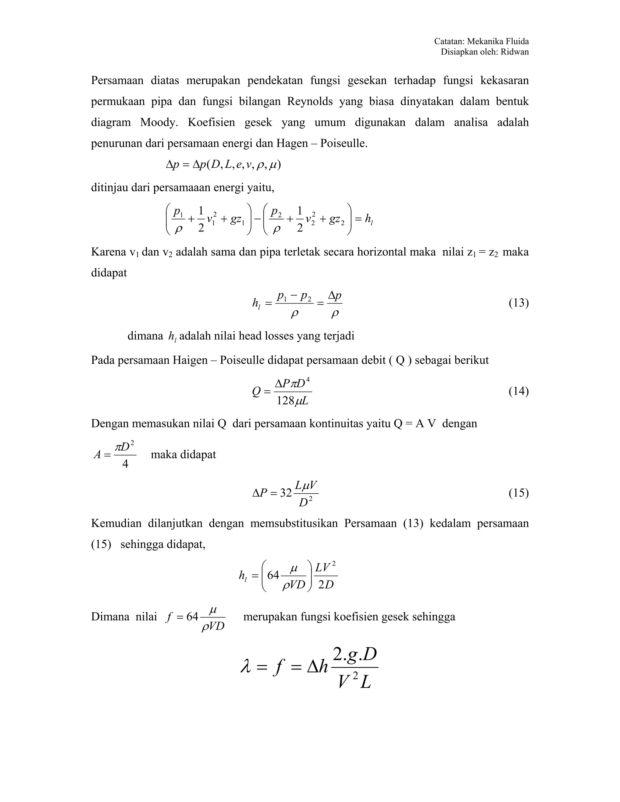 Karakteristik aliran fluida1 | PDF