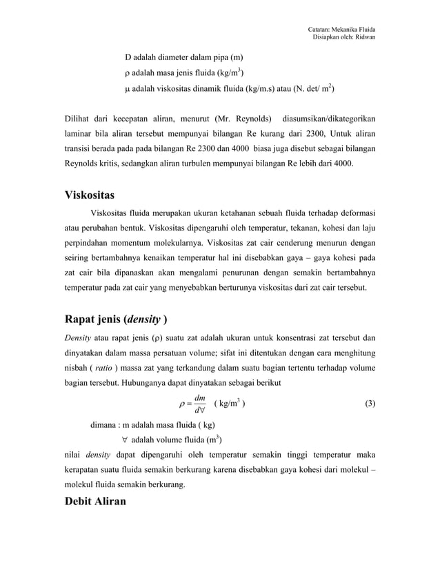 Karakteristik aliran fluida1 | PDF