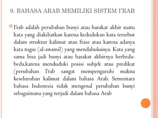 mengenal karakteristik Bahasa Arab dalam linguistik | PPT