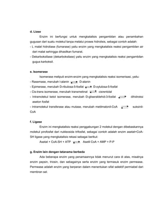 Karakteristik enzim | PDF
