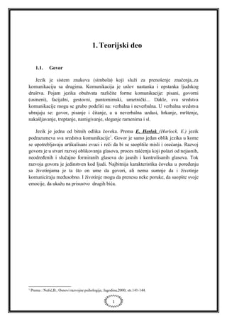 Karakteristike razvoja govora kod dece | PDF