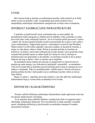 Karakteristike saobracajne infrastukture i znacaj troskova ...