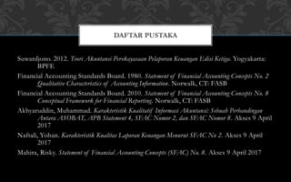 Teori Akuntansi Karakteristik kualitatif Laporan Keuangan | PPTX