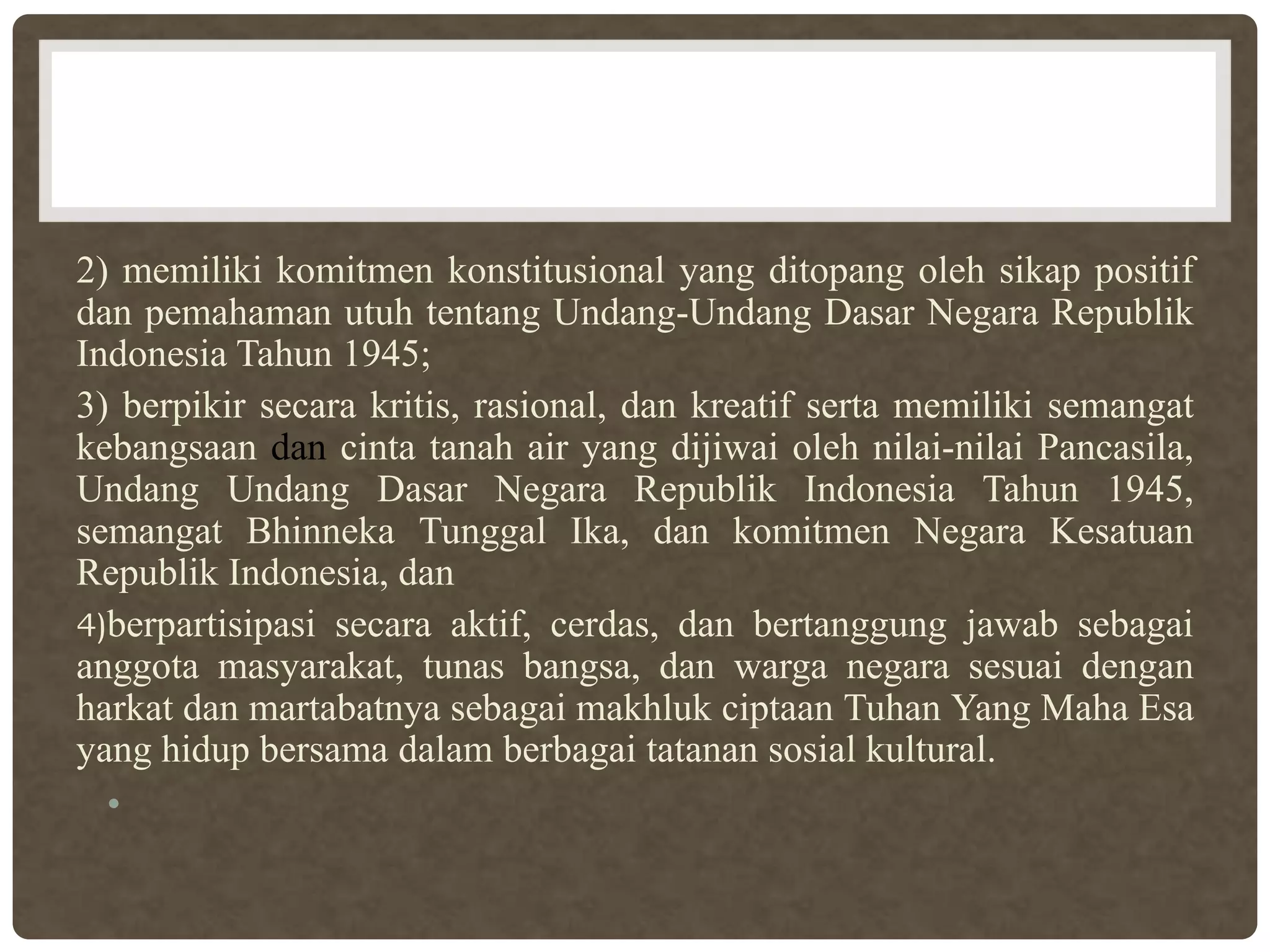 Karakteristik mata pelajaran PPKn | PPTX