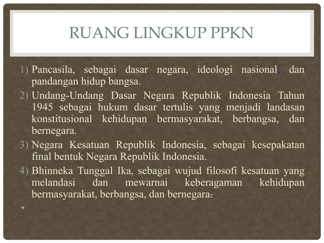 Karakteristik mata pelajaran PPKn | PPTX