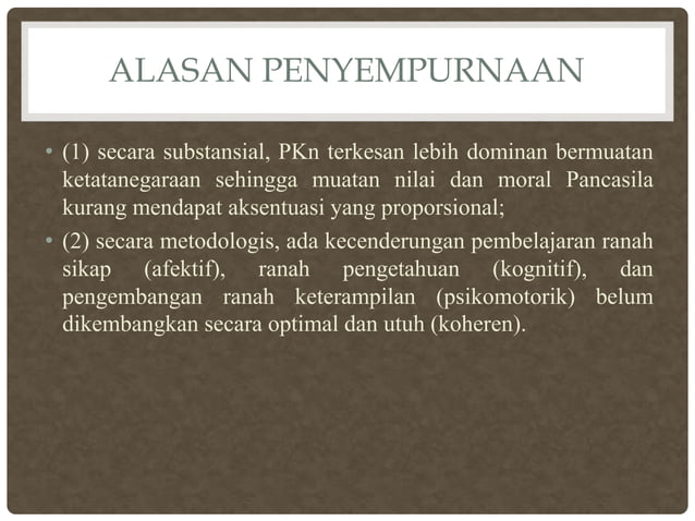 Karakteristik mata pelajaran PPKn | PPTX
