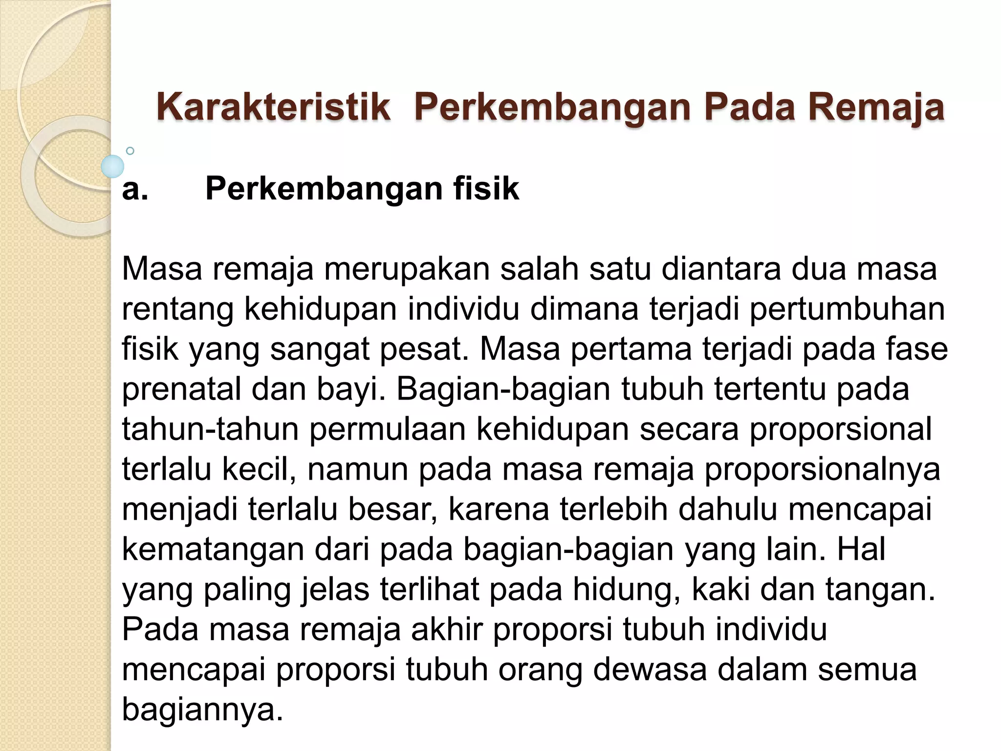 Karakteristik perkembangan remaja | PPTX