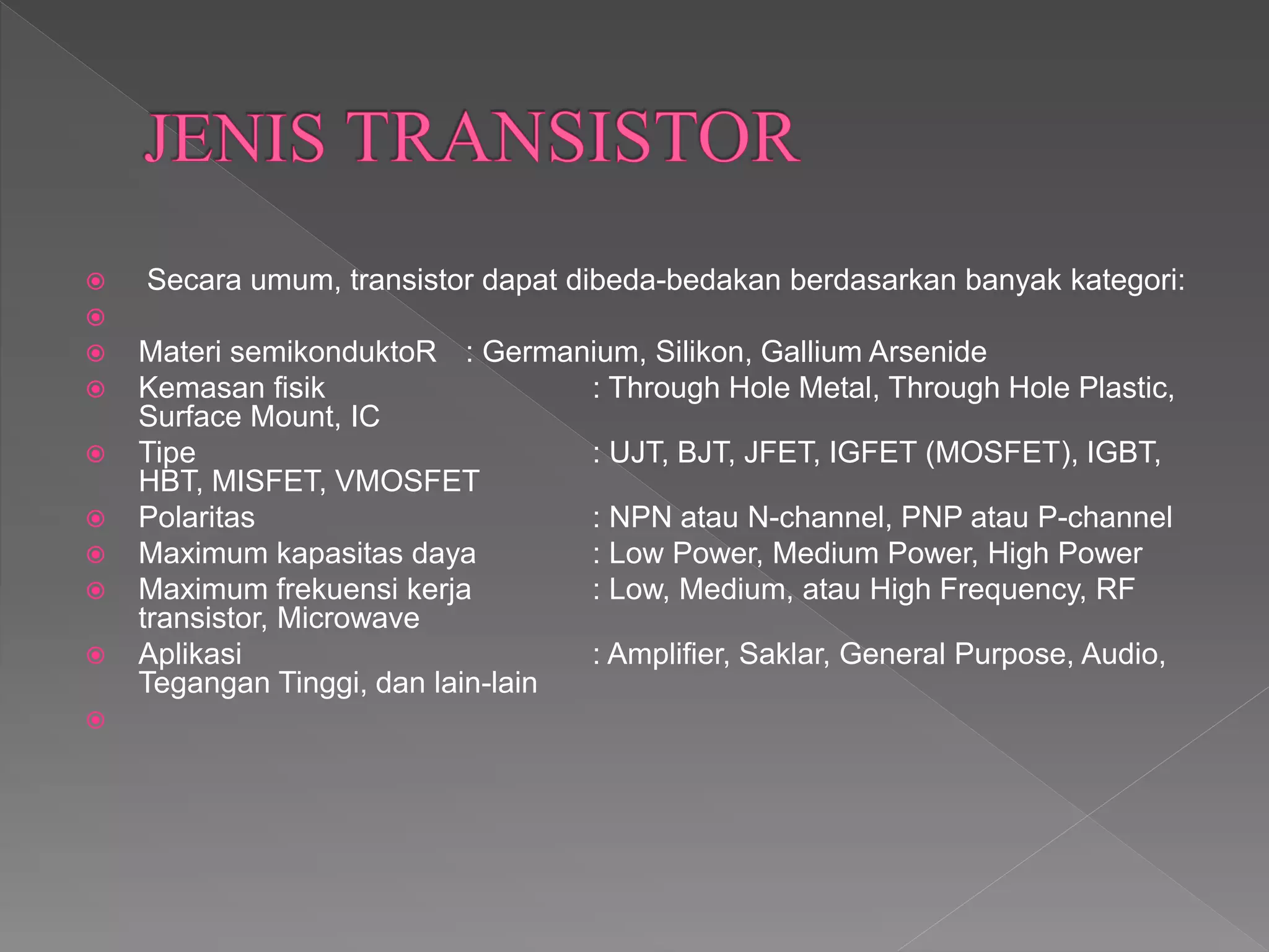 Karakteristik transistor | PPTX