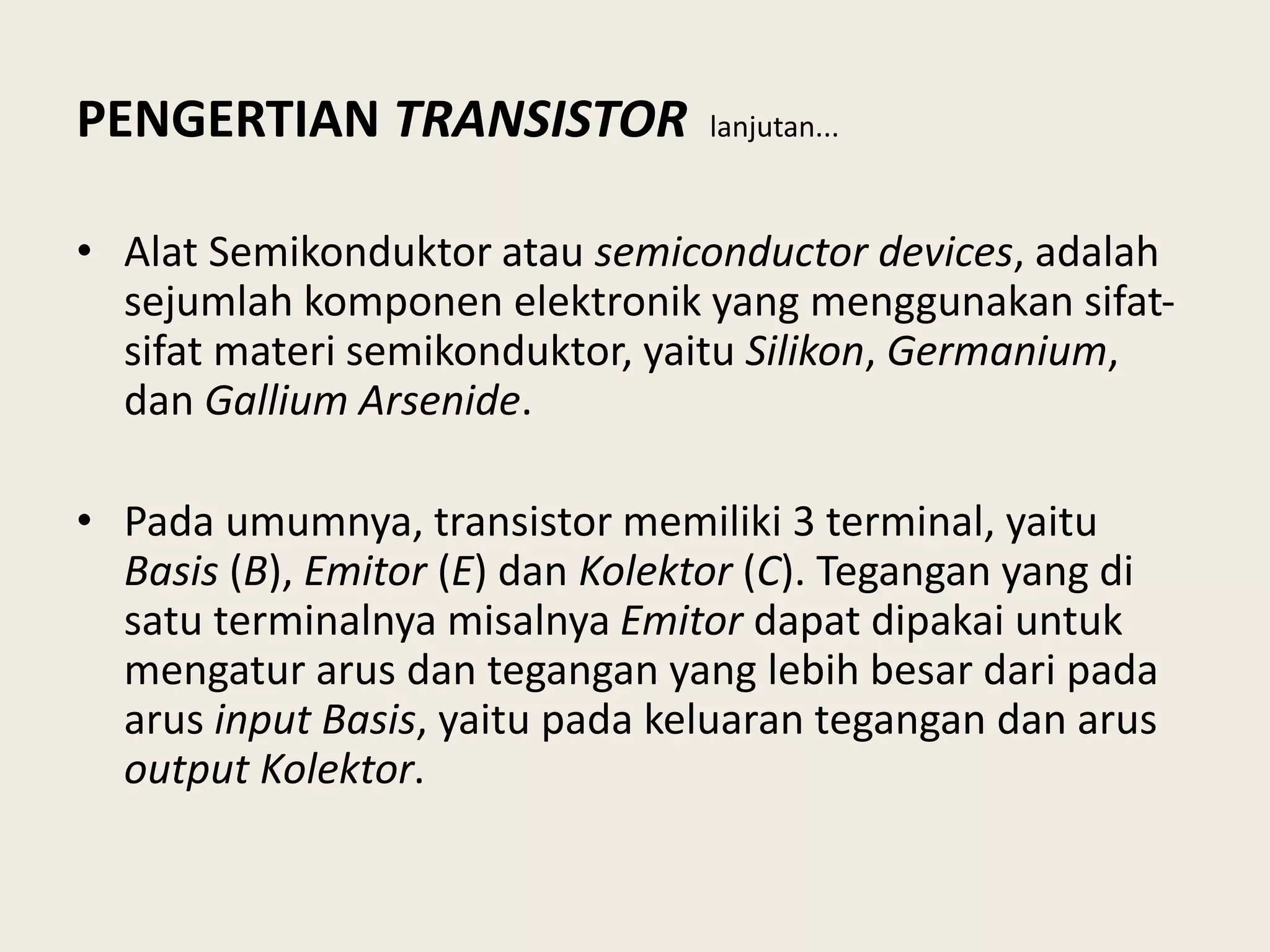 Karakteristik transistor | PPTX