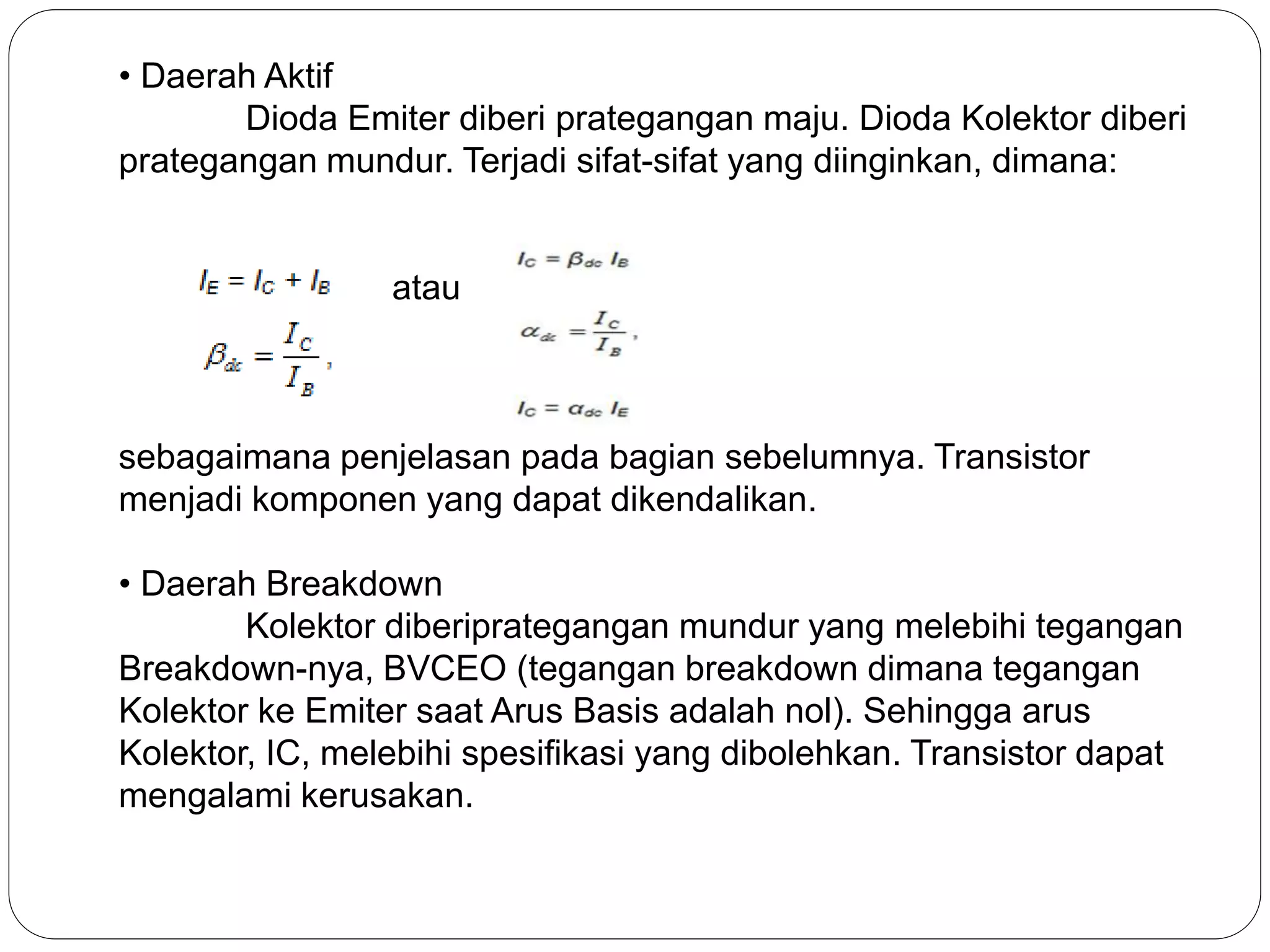 Karakteristik transistor | PPTX