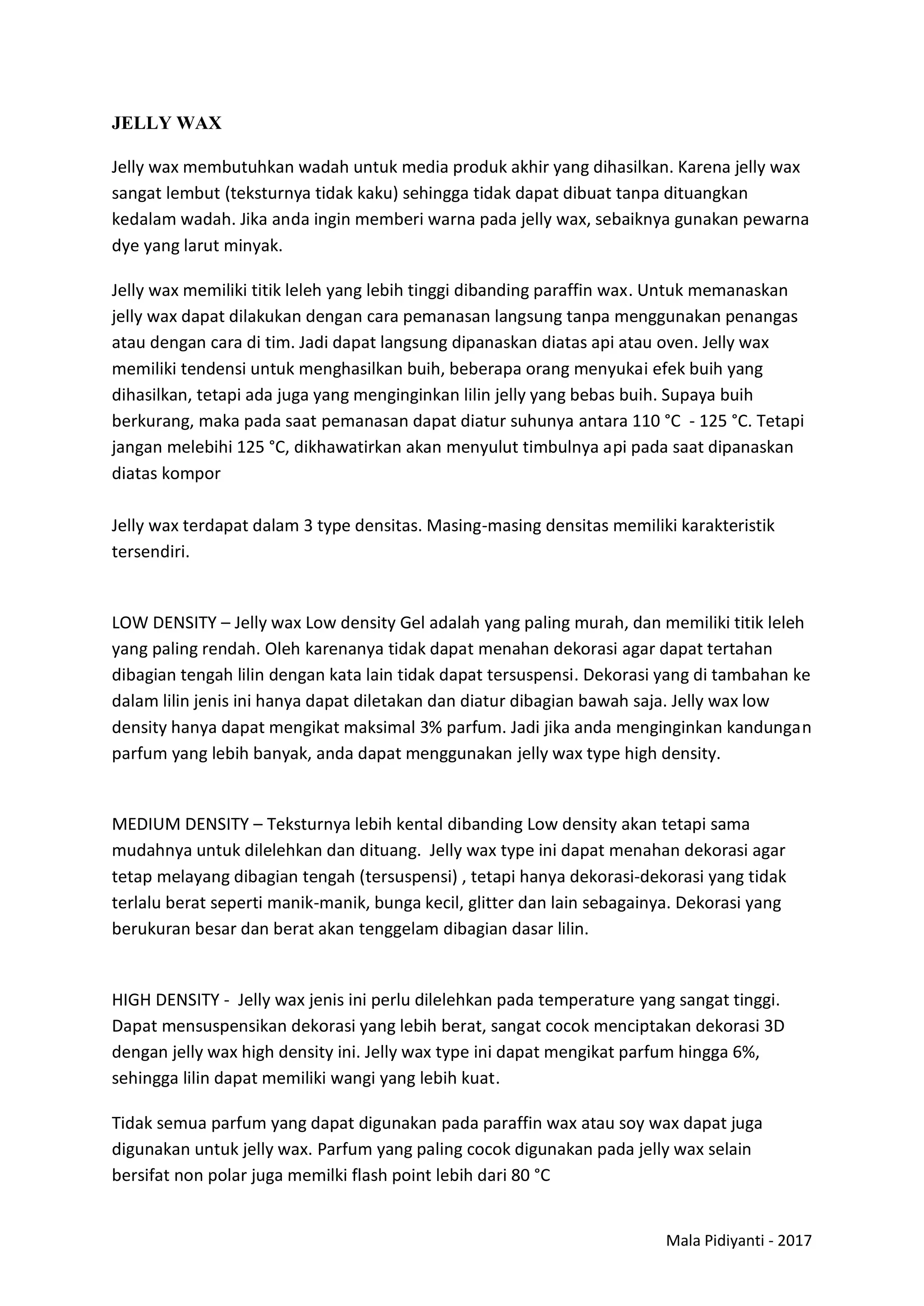 Karakteristik wax dalam pembuatan lilin | PDF
