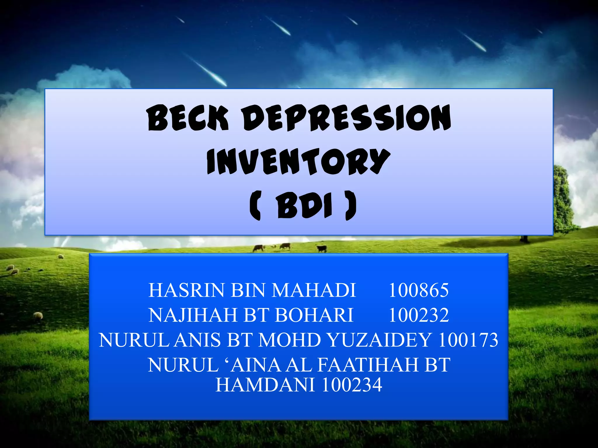 UJIAN PENGUKURAN : BECK DEPRESSION INVENTORY (BDI) | PPTX