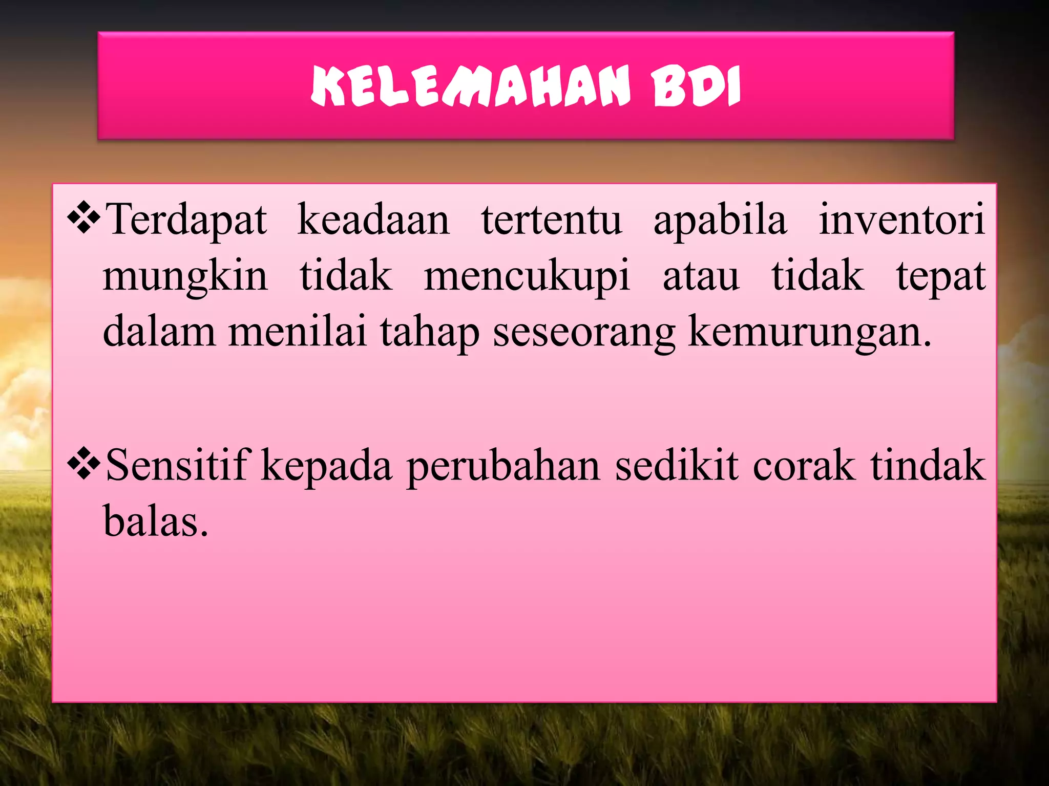 UJIAN PENGUKURAN : BECK DEPRESSION INVENTORY (BDI) | PPTX