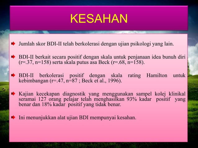 UJIAN PENGUKURAN : BECK DEPRESSION INVENTORY (BDI) | PPTX