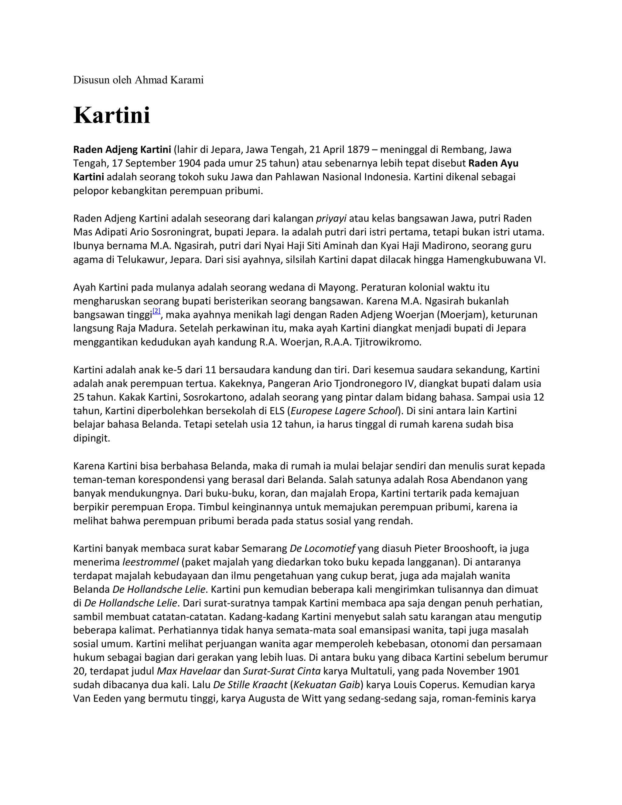 Karami biografi kartini | PDF