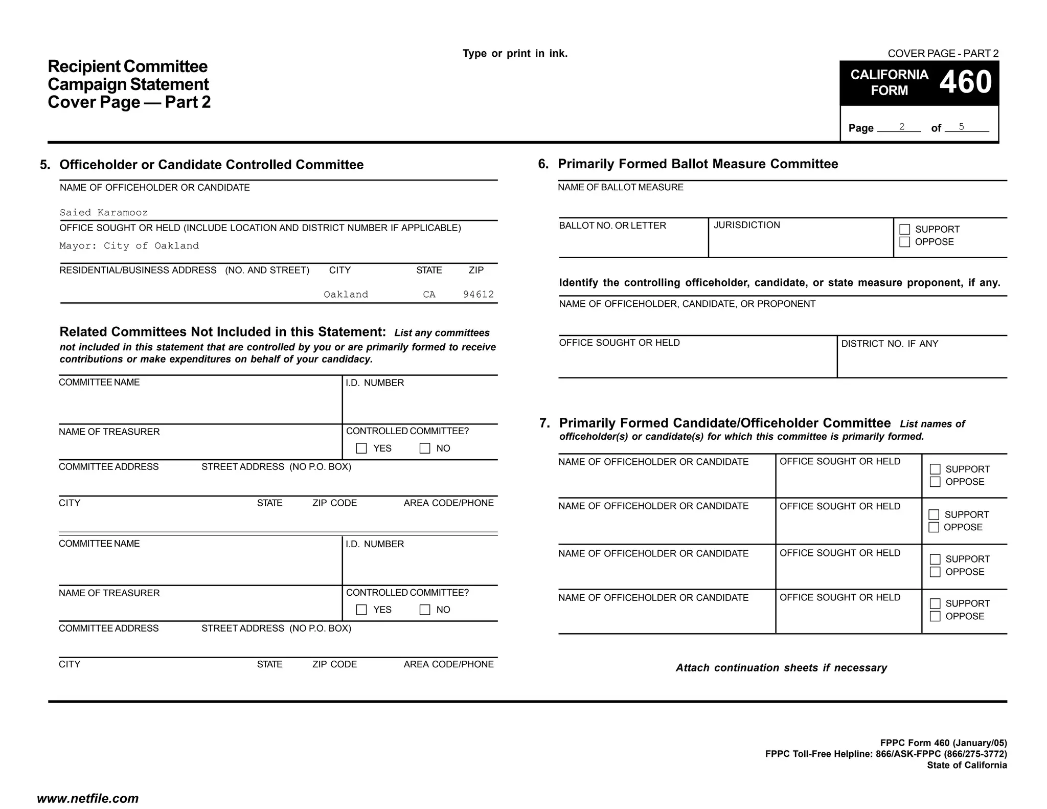 Saied Karamooz FPPC Form 460 10-1-14 to 10-18-14 | PPT