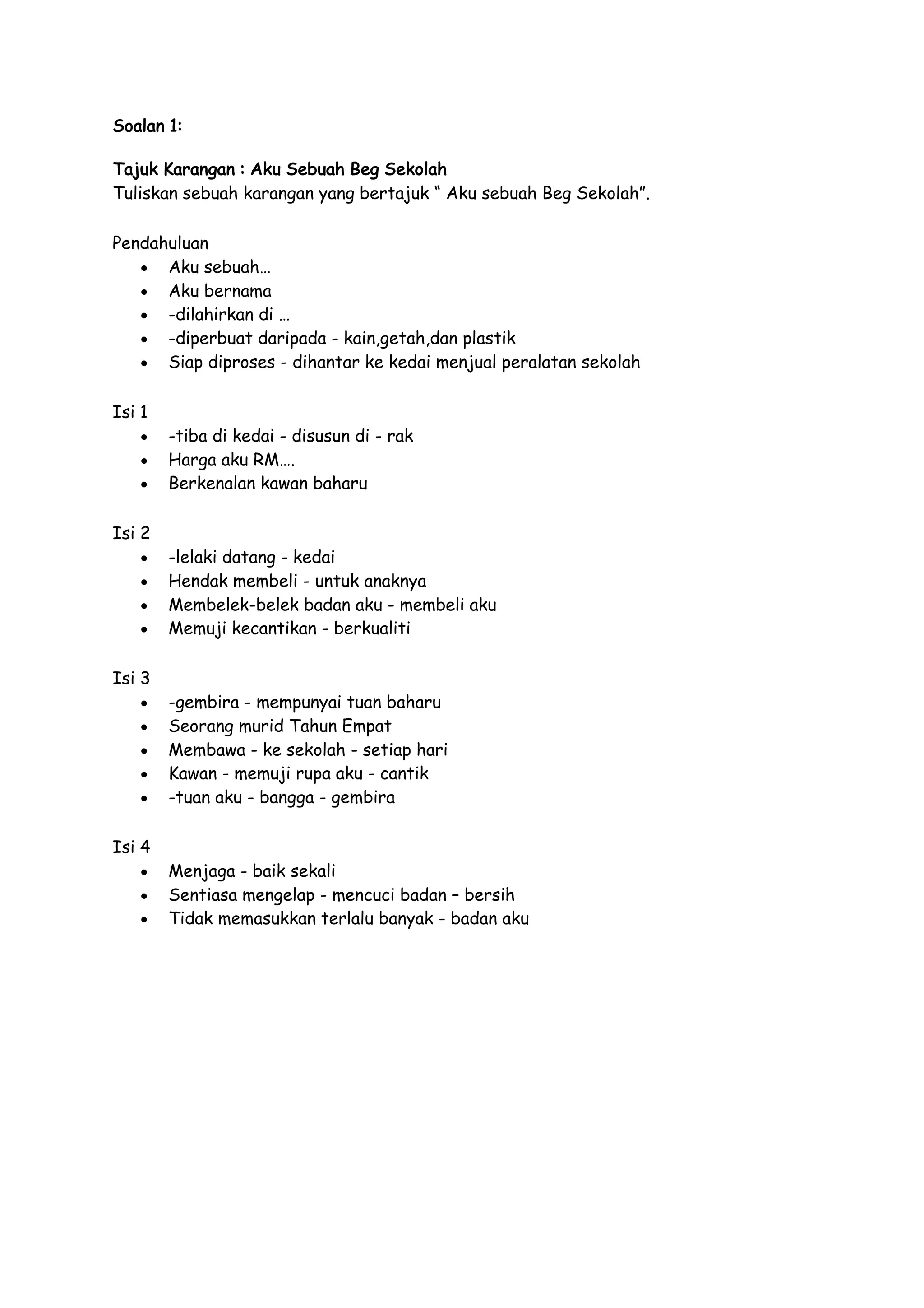 Karangan Aku Sebuah Beg Sekolah Pdf