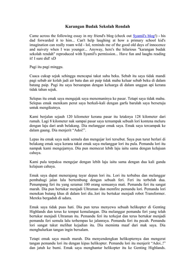 Karangan Budak Sekolah Rendah Doc
