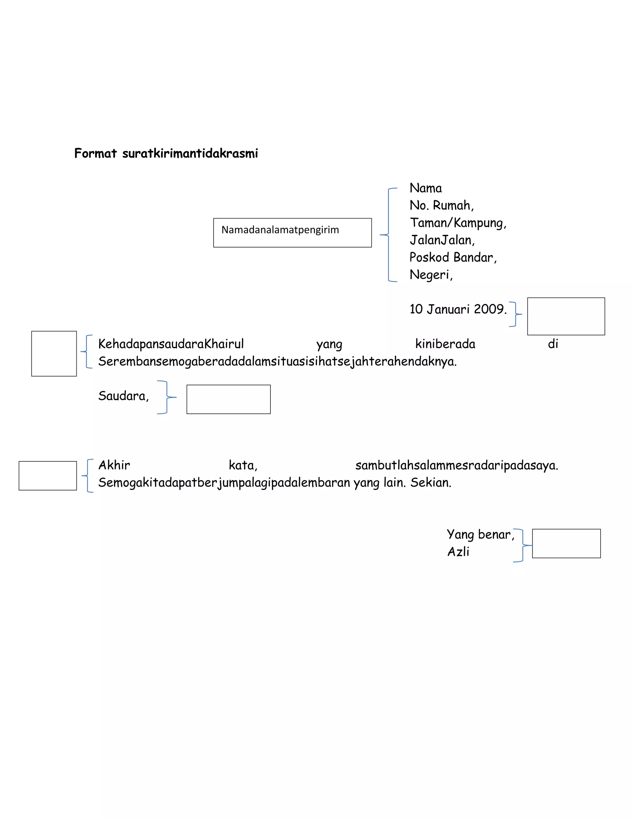 Karangan jenis surat kiriman tidak rasmi | DOCX